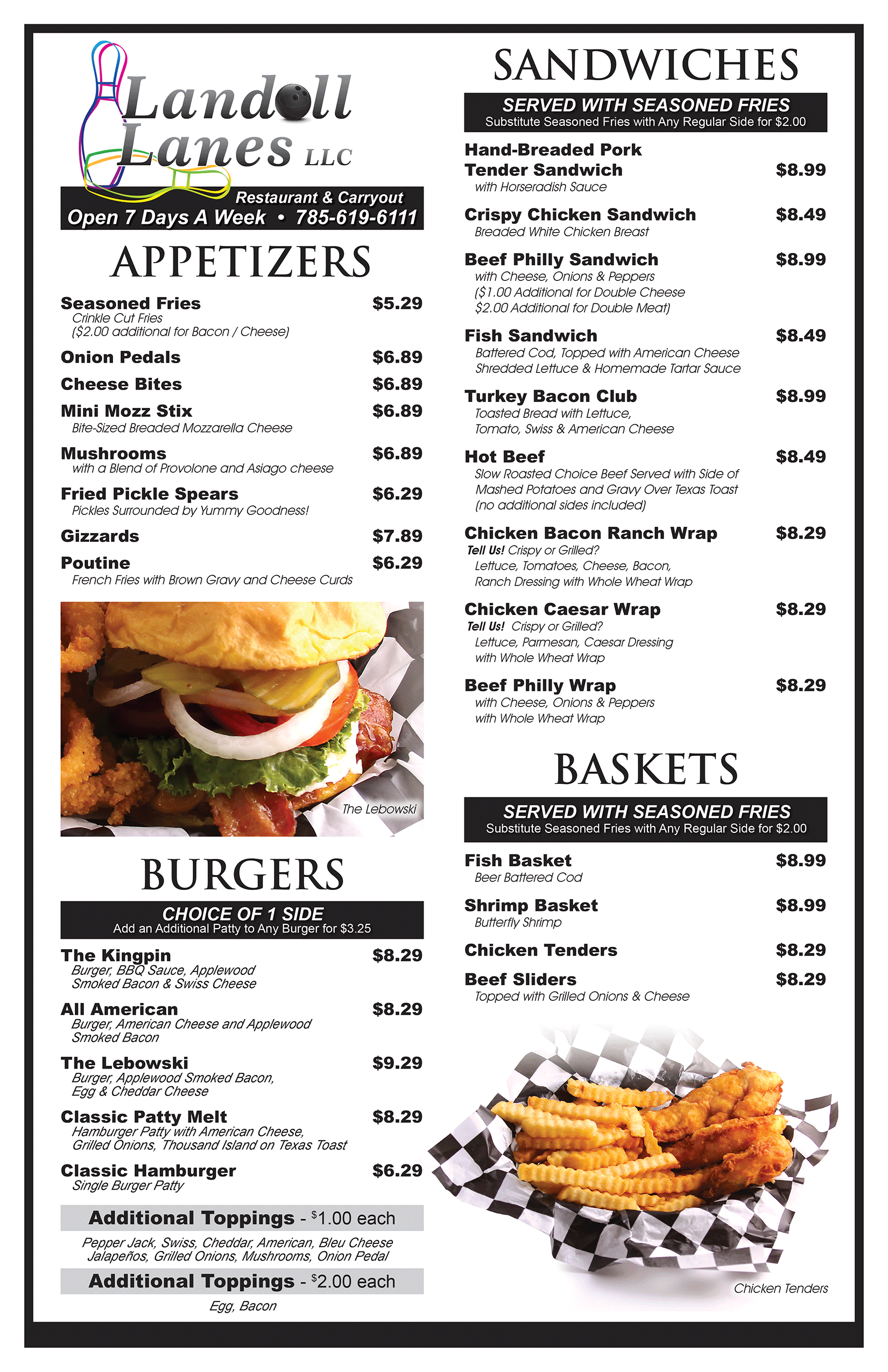 Menu - Landoll Lanes
